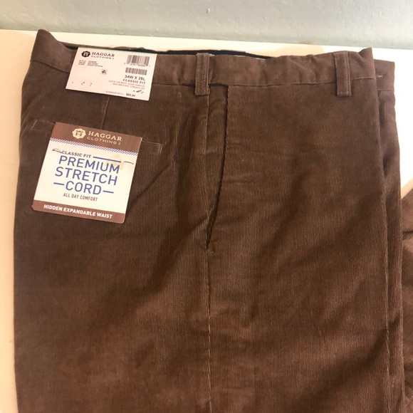 Haggar | Pants | Nwt Haggar Corduroy Brown Classic Fit Size 34 X 29 ...